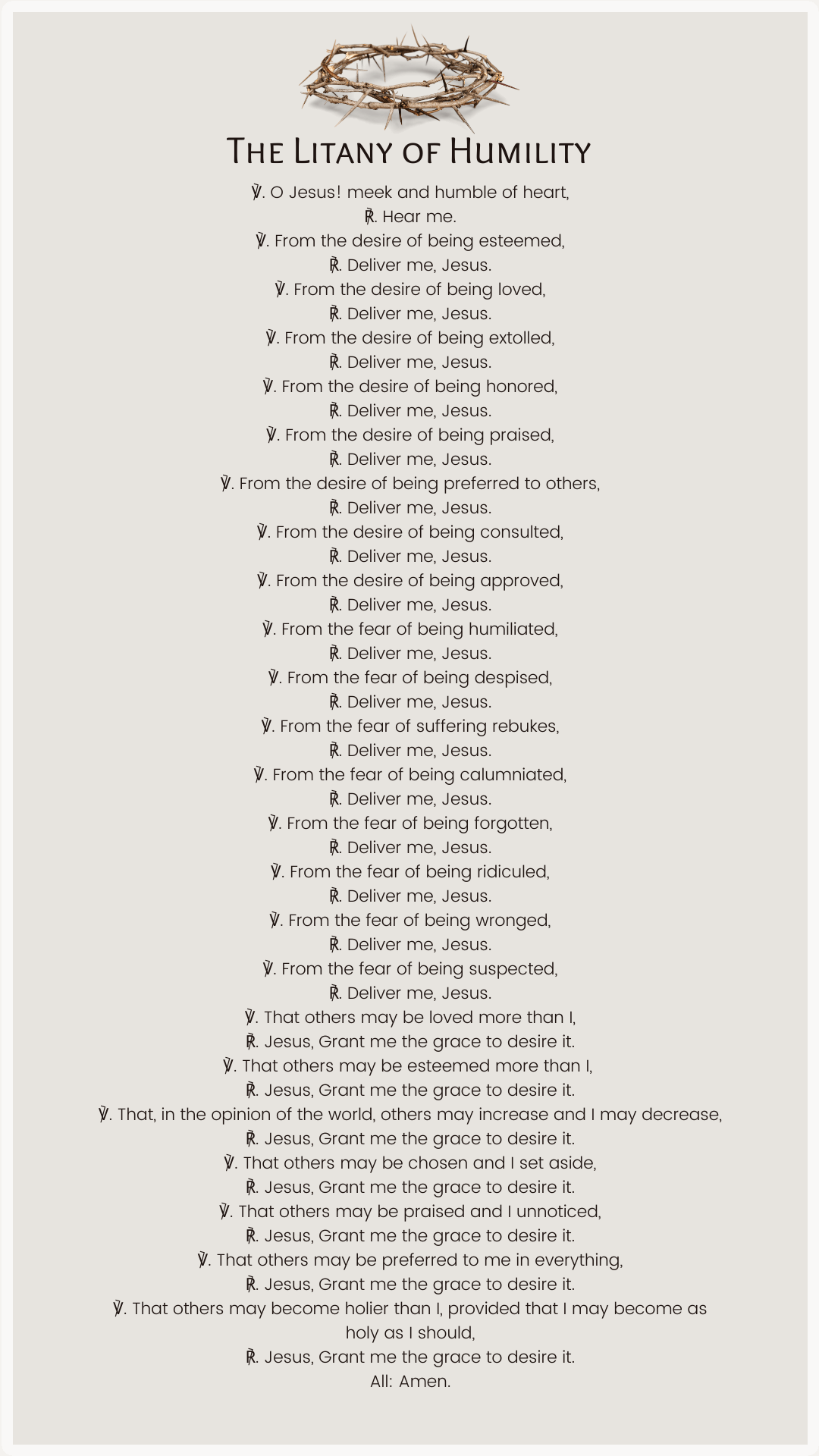 Litany of Humility Prayer by Cardinal Merry del Val – I Am Jesus